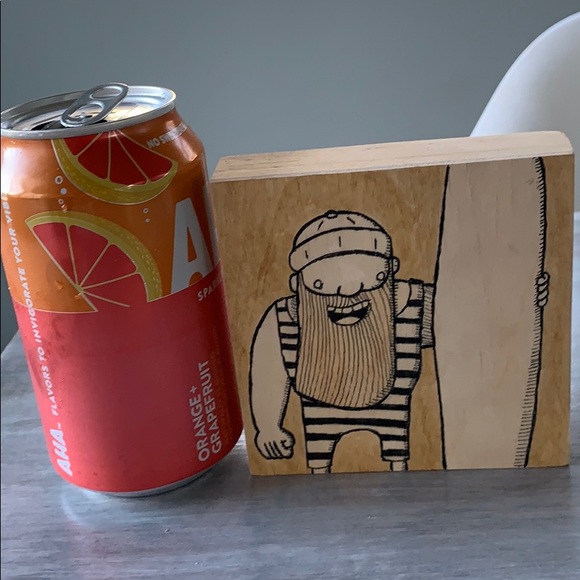 Wall Decor | Bearded Surfer Square Block Art | Poshmark